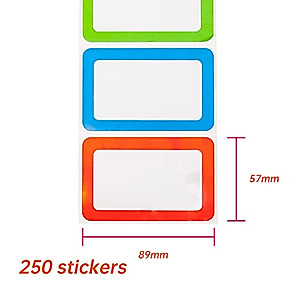 L LIKED 250 Stickers - 3.5" x 2.25"Colors Plain Name tag Labels with Perforated Line for School Office Home (Blank - 250 Labels)