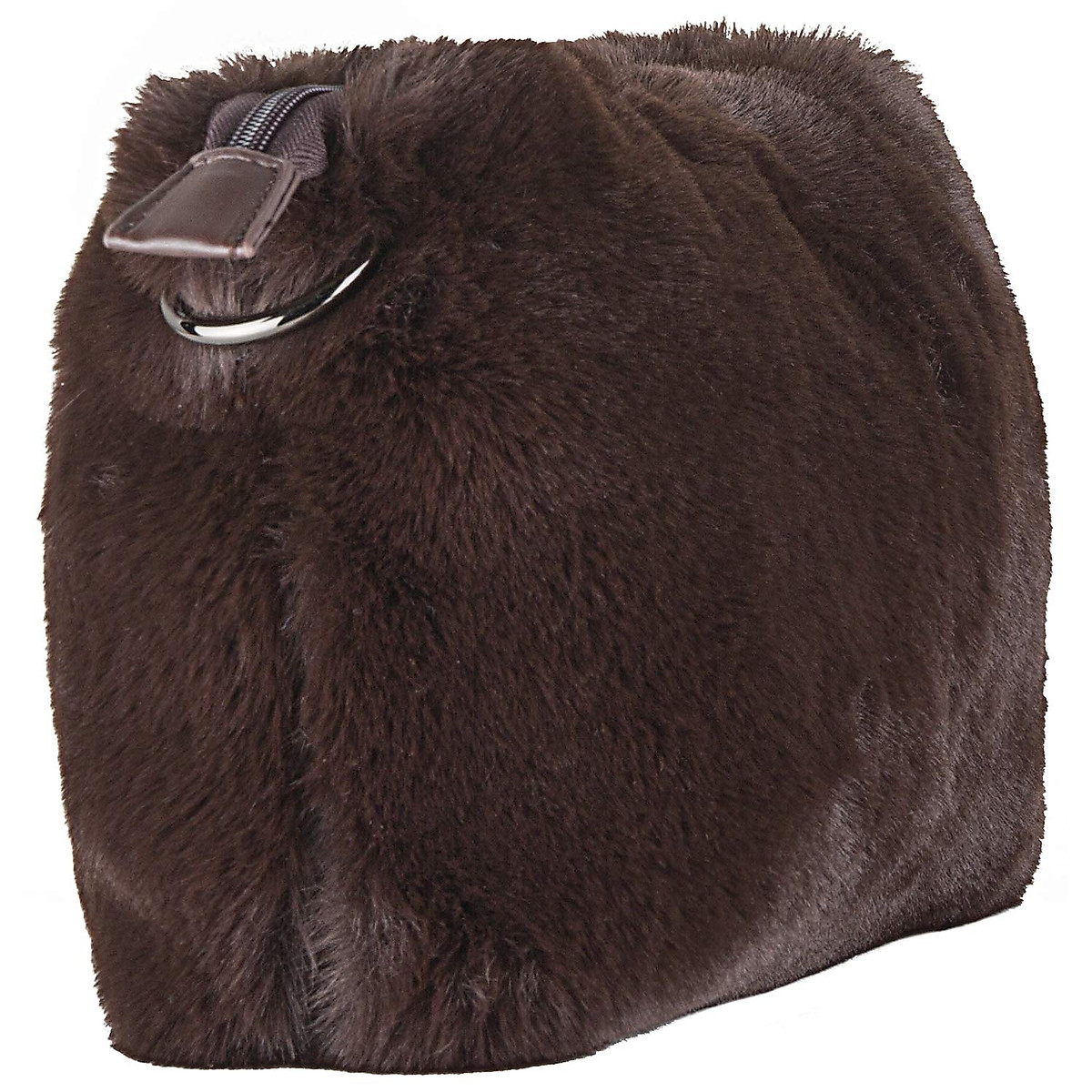 Luxe L 100% Faux Fur Purse for Women Soft Modern Crossbody Purse Handbag with Detachable and Adjustable Faux-Leather Strap, Chocolate Brown