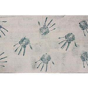 Casavani Hand Block Printed Cotton Dhurrie Bordered Blue & Brown Area Rug Doormat Floor Rug Indoor Area Rugs for Bedroom Living Room Laundry Room 6x8 Feet