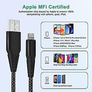 Long iPhone Charger Cord 26FT/8M [Apple MFi Certified] Extra Long iPhone Cable Fast Apple Charger Cable Nylon Braided 2.4A USB Lightning Cable for iPhone 14 13 12 11 Pro X XS Max XR