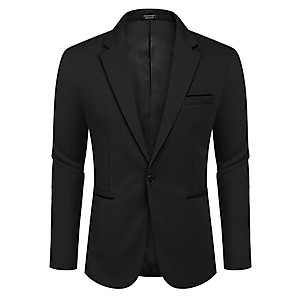 COOFANDY Men's Sportcoat Slim Fit Notched Lapel Causal Party Blazer Jacket Black