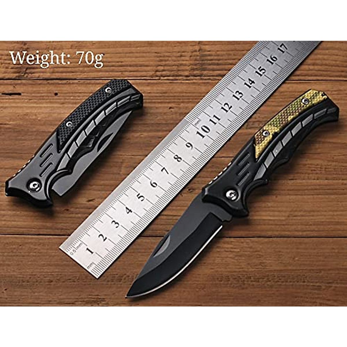 Pocket Knife, Mini Folding Knife| Outdoor Knife, with Key Chain, for Leisure, Camping, Hiking, Picnic, Hunting and Emergencies, Gift for Men (Black)