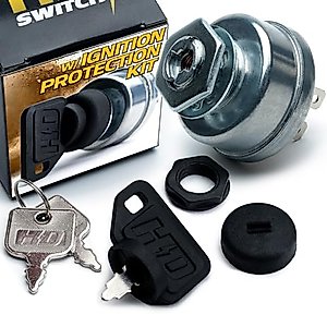 HD Switch Replaces ExMark Toro 1-513194 Starter Ignition Key Switch - Ultimate Dual Protection Upgrade - 3 Keys & Free Carabiner