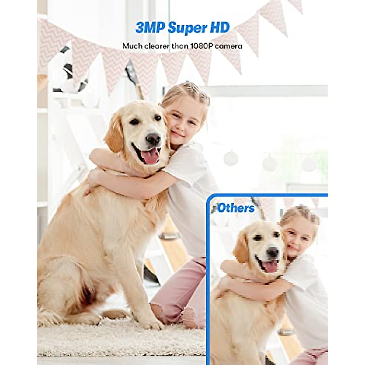 FHH Security Camera 2K Cameras for Home Security with Night Vision, Two-Way Audio,Motion Detection, Phone APP,Remote Contol Indoor WiFi Camera,Ideal for Baby Monitor/Pet Camera