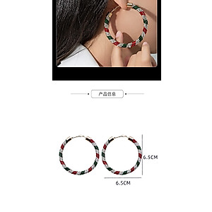 Christmas Hoop Earrings for Women Zircon Holiday Xmas Ornament Loop Earrings Charm Christmas Jewelry Gift (A)