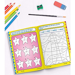 Carson Dellosa First Grade Skills Workbook―Grade 1 Reading, Addition, Subtraction, Graphing, Measuring, Phonics, Writing Skills Practice With Stickers (64 pgs) (Home Workbooks)