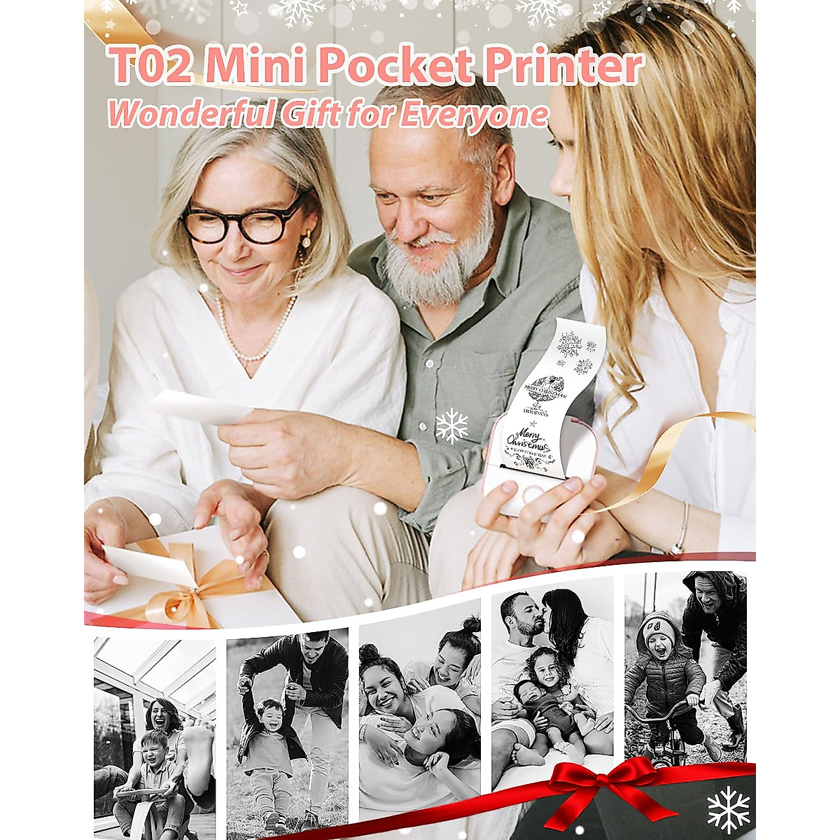 Phomemo Sticker Printer- Print Pods Mini Sticker Printer Maker T02, Bluetooth Thermal Pocket Printer for Study Notes, Stickers, Photos, DIY Printing, Pink