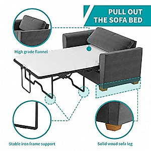 BALUS Pull Out Sofa Bed, Sleeper Sofa Bed with Memory Foam Mattress, 2-in-1 Pull Out Couch Bed for Living Room/Office, Loveseat Sleeper for Apartment/Small Spaces (Dark Grey, Twin)