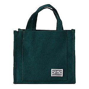 Women Small Satchel Bag Corduroy Tote Bag Stylish Hobo Bag Crossbody Bag Casual Mini Travel Handbags (Dark Green)