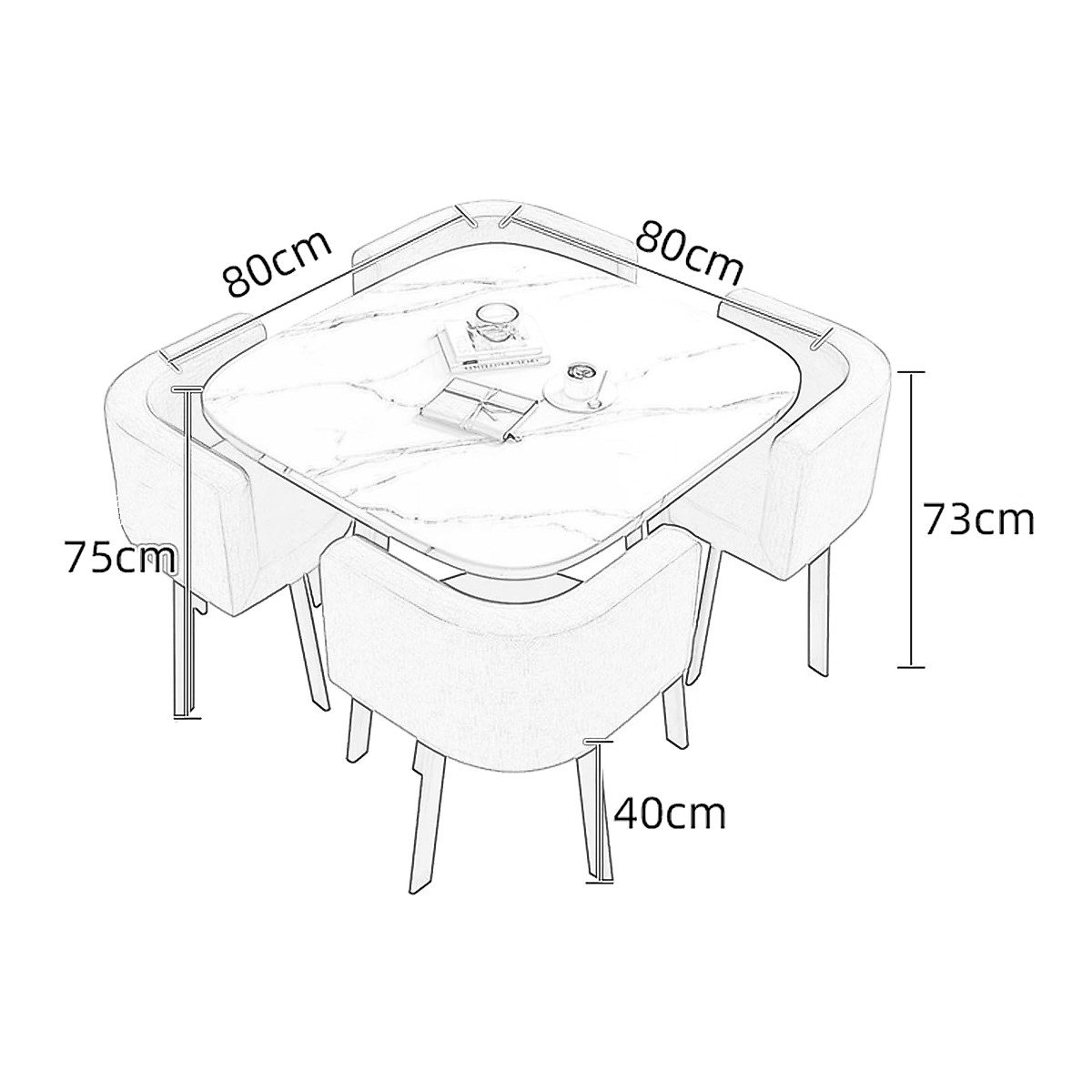 HASMI Conference Table with Chairs Set, Office Reception Table and Chairs, Modern Conference Room Table with Chair, for Home Living Room Balcony Cafe Office