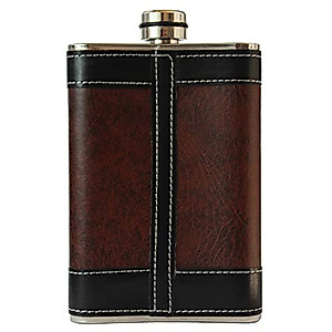 Primo Liquor Flasks Mens 8oz Stainless Steel Hip Flask for Liquor, Brown and Black