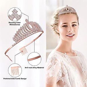 Bachelorette Party Decorations Kit, Bridal Shower Gift Supplies, Rose Gold Bride to Be Bachelorette Sash Veil Crown Tiara for Bride, Team Bride Tribe Sash for Bridesmaids