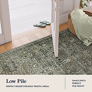 Lahome Green 8x10 Rugs for Living Room, Boho Washable Area Rugs for Bedroom, Rubber Backed Non Slip Floor Carpets for Dining Room Home Decor Apartment, Olive Green