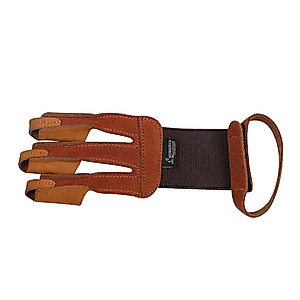 Toparchery Leather Protective Gear Arm Guard 2 Straps Hunting Target with Three Finger Gloves Tab Shooting Practice