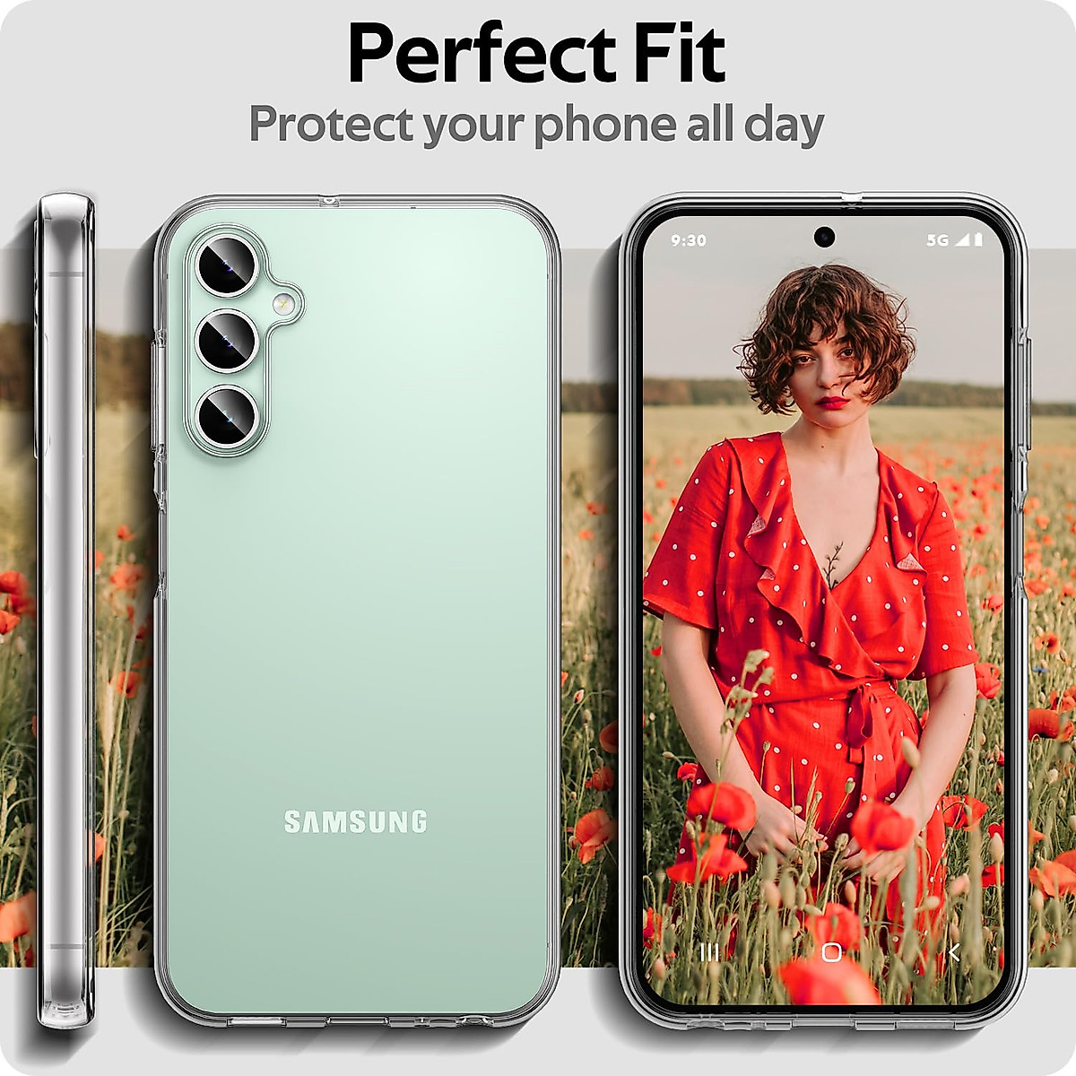 Aeska Clear Case for Galaxy S23 FE 5G, Ultra [Slim Thin] Flexible Clear TPU [Scratch-Resistant] Gel Rubber Soft Skin Silicone Protective Phone Case Cover for Samsung Galaxy S23 FE 5G (Clear)