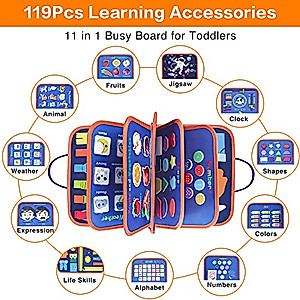 BESNEL Busy Board for Toddlers 2-4,Busy Book for Toddlers 1-3,Preschool Educational Activity Sensory Board for Learning Fine Motor Skills,Zipper Board for Toddlers 1-3,Gifts for Boys Girls