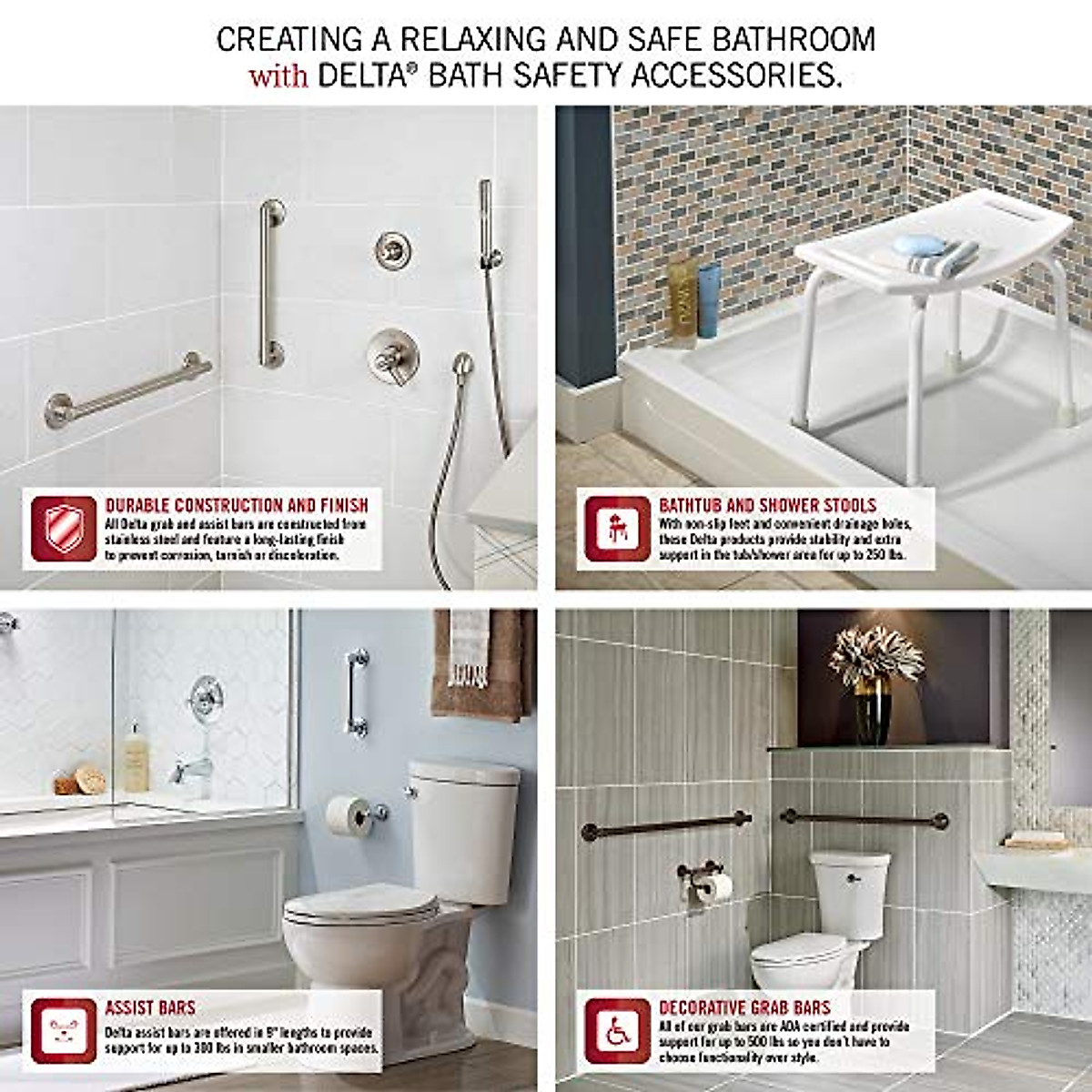 Delta Faucet 41718-SS Transitional Grab Bar, 18-Inch, Stainless