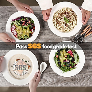 Artena Pasta Bowls 20oz, Large Salad Serving Bowls, 10 inch White Soup Bowls, Porcelain Pasta Bowls Set of 4, Rimmed Deep Pasta Plates, Wide and Shallow Bowls for Dinner, Microwave Dishwasher Safe