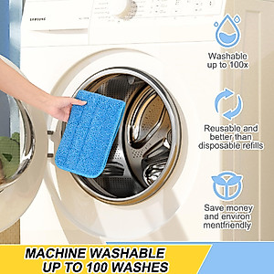 18 inch Reusable Mop Pads Microfiber Spray Mop Replacement Heads for Wet/Dry Mops Compatible with Bona Floor Care System (5 Pack)