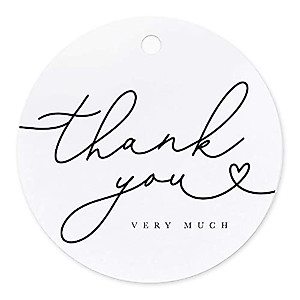 Bliss Collections Thank You Gift Tags, Heart Script, Thank You Very Much Gift Tags for Weddings, Bridal Showers, Birthdays, Parties, Baby Showers, Wedding Favors or Special Events, 2.5"x2.5" (50 Tags)