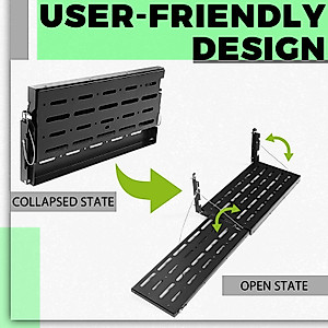 KUAFU Rear Foldable Door Tailgate Table Compatible with 2007-2018 Jeep Wrangler JK Luggage Storage Rack Cargo Carrier Shelf Black Steel Support up to 75lbs