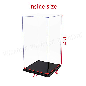 Tingacraft Acrylic Display Case (8 x 8 x 15.7 inch) for 14 inch Doll Figure Clear Box for Collectibles, Assembly Required