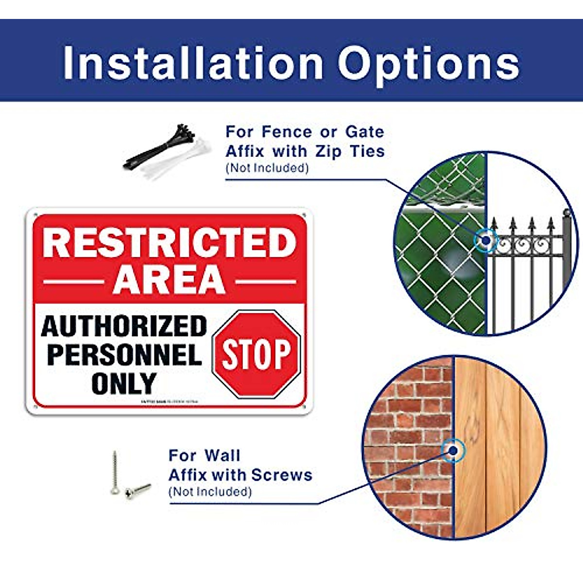 (2 pack) Restricted Area Sign Authorized Personnel Only, Do Not Enter Sign, 10 x 7 Inches .40 Rust Free Aluminum, UV Protected, Weather Resistant, Waterproof, Durable Ink，Easy To Mount