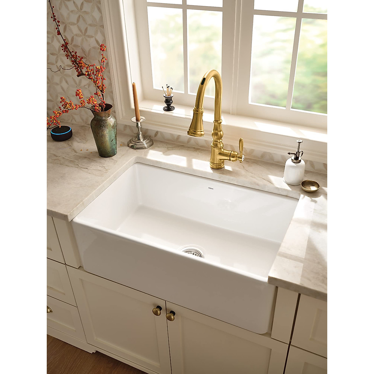 Moen FC301810 Apron-Front Fireclay Single Bowl Undermount Kitchen Sink, 30", 30 x 10 x 8.5, White