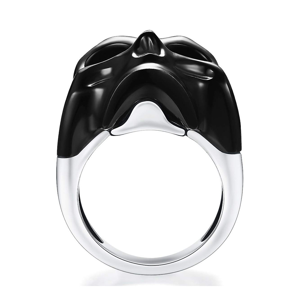 Skullis Signature Gem Skull Ring, Black Obsidian Carved Crystal Skull and 925 Sterling Silver Jewelry (10.5)