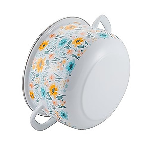 McSunley 6 Quart Porcelain Enamel Dutch Oven, Floral