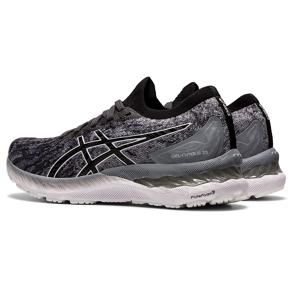 ASICS Women's Gel-Nimbus 23 Knit Running Shoes, 8, Sheet Rock/Black