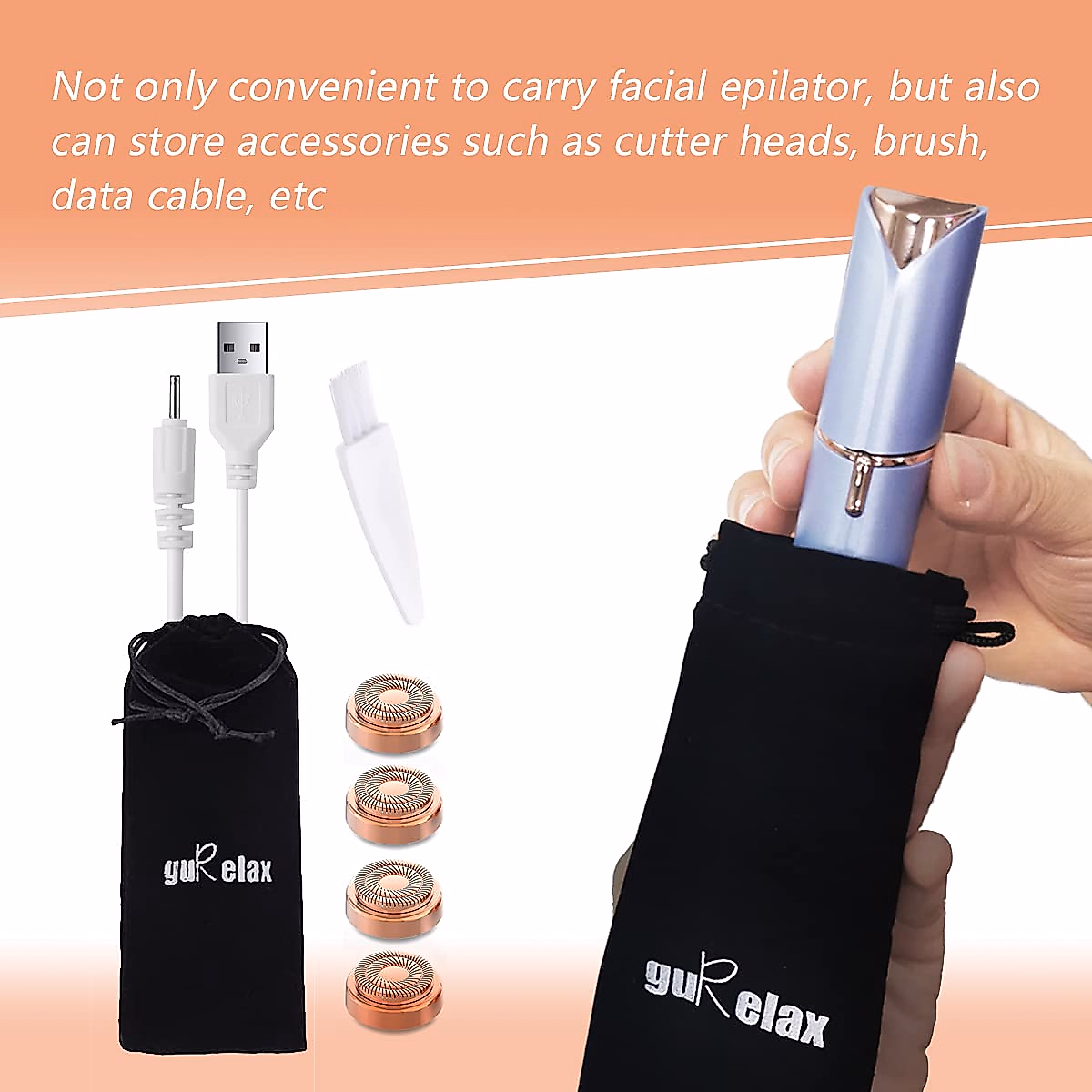 Gurelax Replacement Heads for Finishing Touch Flawless Facial Hair Remover, Replacement Blades Compatible with Flawless Hair Removal Gen 2, As Seen on TV 18k Gold with Flannel Bag