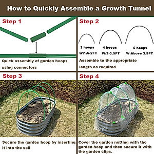 PirateAnt Greenhouse Hoops Set for DIY Grow Tunnel，Thickened High Tenacity PP Garden Hoops for Row Cover，Green Garden Hoops for Raised beds，DIY Plant Support Garden Stakes, 25pcs