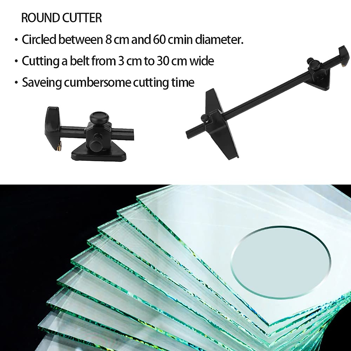 Glass Cutting Tools, Round Diameter Adjustable Glass Bottle Cutter,Ring Gass Cutter for Industrial Supplies,Strip and Circle Glass Cutter with Base