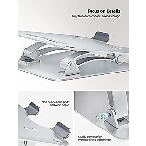 Nulaxy Laptop Stand for Desk, Ergonomic Height Angle Adjustable Laptop Riser Holder with Heat-Vent Computer Stand Compatible with 10-17" Up to 22 Lbs Laptop Notebook Computer Silver