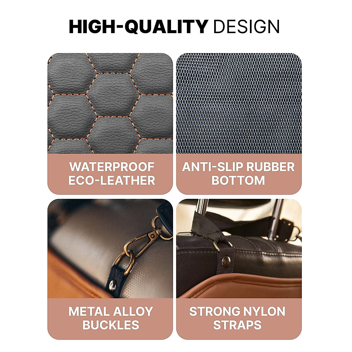 Owleys Premium Leather Car Seat Protector for Back Seat - Back Seat Cover for Kids - Car Kick Mat - Back of Seat Protector for Kids Feet Car Seat Back Protector - 1 Pc Hexy