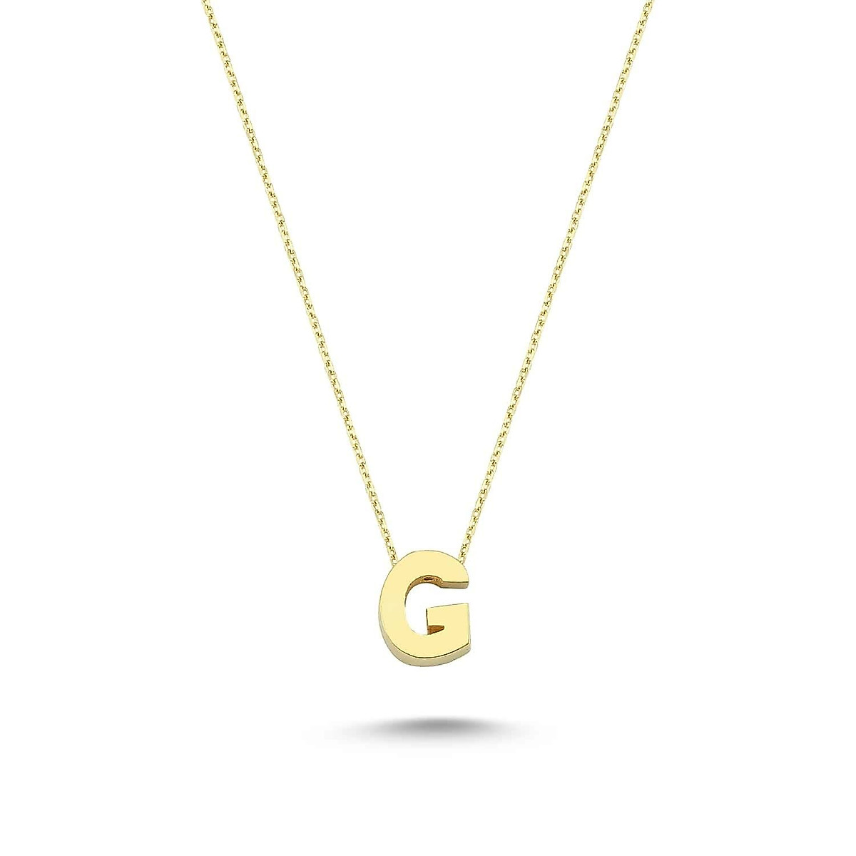 Wish Carat 14k Gold Letter Necklace - 14 Karat Gold Jewelry, Alphabet Letter Necklace, Yellow Gold Pendant, Initial Necklace 14k Solid Gold, Gold Necklace for Women | 18'', Gold, No Gemstone