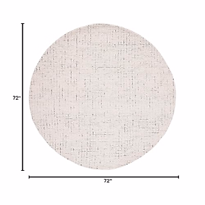 SAFAVIEH Abstract Collection Area Rug - 6' Round, Ivory & Light Grey, Handmade Wool, Ideal for High Traffic Areas in Living Room, Bedroom (ABT468K)