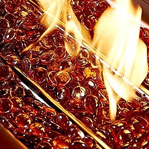 HOMREST Propane Fire Pit Table, Gas Fire Pits for Outside, 44 Inch 50,000 BTU Smokeless Firepit for Outdoor Patio, CSA Approved, Auto-Ignition Adjustable Flame, with Lid, Waterproof Cover, Glass Beads