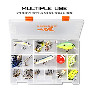 KastKing Tackle Boxes, Plastic Storage Organizer Box with Removable Dividers, 3600 Tackle Trays, Parts Box, 10.8x7.25x1.65 Inches (Pack of 4)