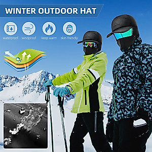 Winter Trapper Hats for Men Warm Trooper Hunting Hat with Ear Flaps Windproof Mask Ushanka Hat for Women in Color Black
