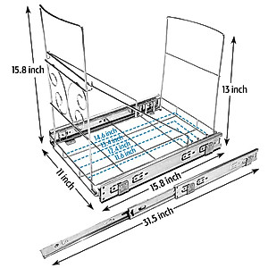 Luvitory Pull Out Trash Can Under Cabinet, Under Sink Trash Can, Adjustable Cabinet Trash Can Pull Out Kit, Cabinet Garbage Shelf Pull Out for Kitchen Counter-Trash Can Not Included