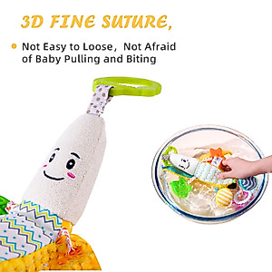 Jollybaby Stroller Rattle Toys for Car Seat Parm, Fruit Plush Hanging Infant Crib Bed Travel Activity Ring Bell with Crinkle, Squeaky & Teether for Boys Girls(Banana)