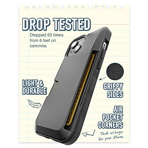 Smartish iPhone 15 Wallet Case - Wallet Slayer Vol. 1 [Slim + Protective] Credit Card Holder - Drop Tested Hidden Card Slot Cover Compatible with Apple iPhone 15 - Black Tie Affair