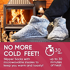 Snook-Ease Heated Booties Thick Warm Winter Feet Warmers with Microwavable Heatable Inserts – Heated Booties Foot Heater for Cold feet – Heated Foot Warmers (Gray, Women 6-7 / Men 5-6)
