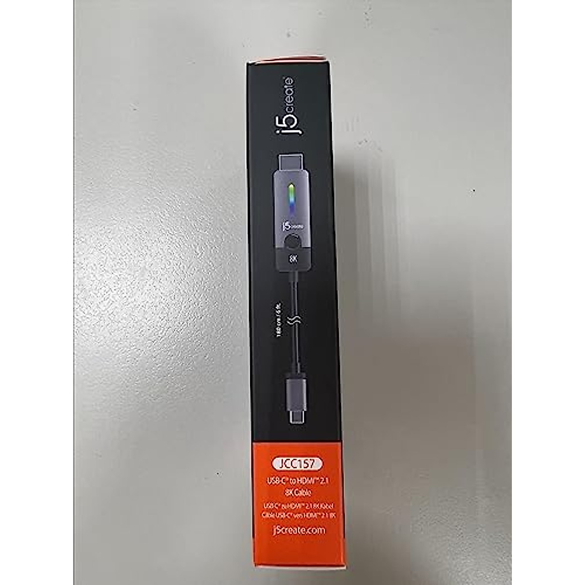 j5create USB Type C to HDMI Cable- 5.9FT / 1.8m (8K@60Hz, 4K@120Hz) with RGB LED Light for MacBook Pro, MacBook Air, iPad Pro, Samsung Galaxy, Surface Pro, Dell, HP (JCC157)