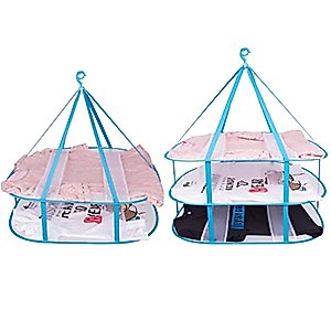 VALICLUD Hanging Sweater Drying Rack Mesh Foldable Clothes Drying Rack Solar Dehydrator Hanging Drying Net for Clothes Food (Single Layer, Random Color)