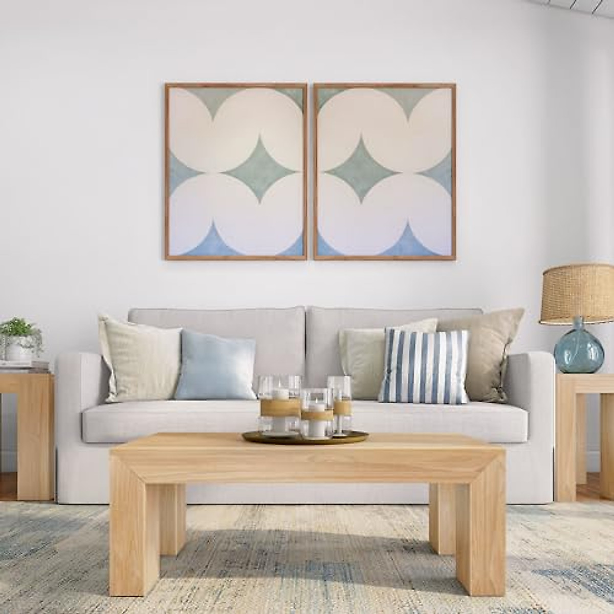 Plank+Beam Modern Rectangular Coffee Table, 40", Rectangle Coffee Table for Living Room, Mini Center Tables for Small Spaces, Small Living Space Tea Table, Blonde Wirebrush