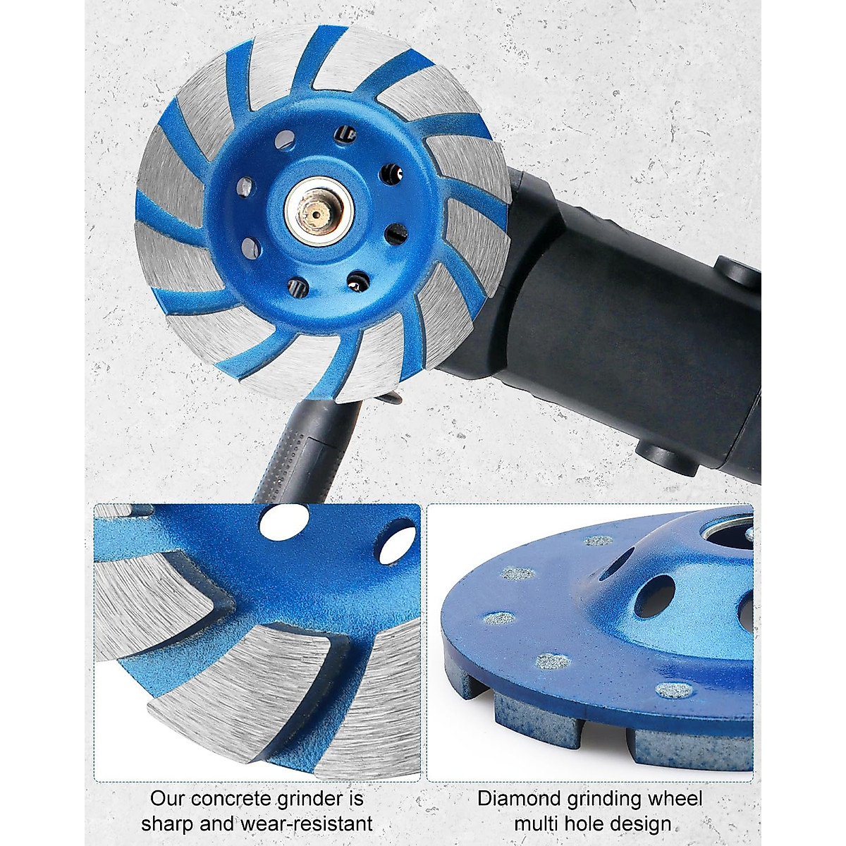 AOKLIT Diamond Concrete Grinding Wheel 4 1/2 inch, 12-Segment Concrete Grinding Wheel Disc for Angle Grinder Polishing and Cleaning Stone Concrete Surface, Stones, Cement, Marble