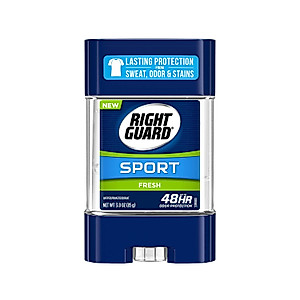 Right Guard Sport 3D Odor Defense, Anti-Perspirant Deodorant Clear Gel, Fresh 3 oz (Pack of 5)